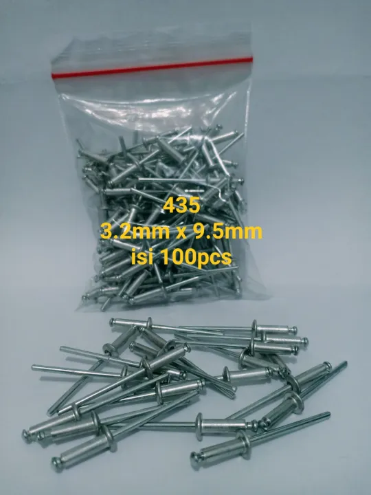 PAKU RIVET 435 UKURAN 3.2MM X 9.5MM ISI 100pcs | Lazada Indonesia