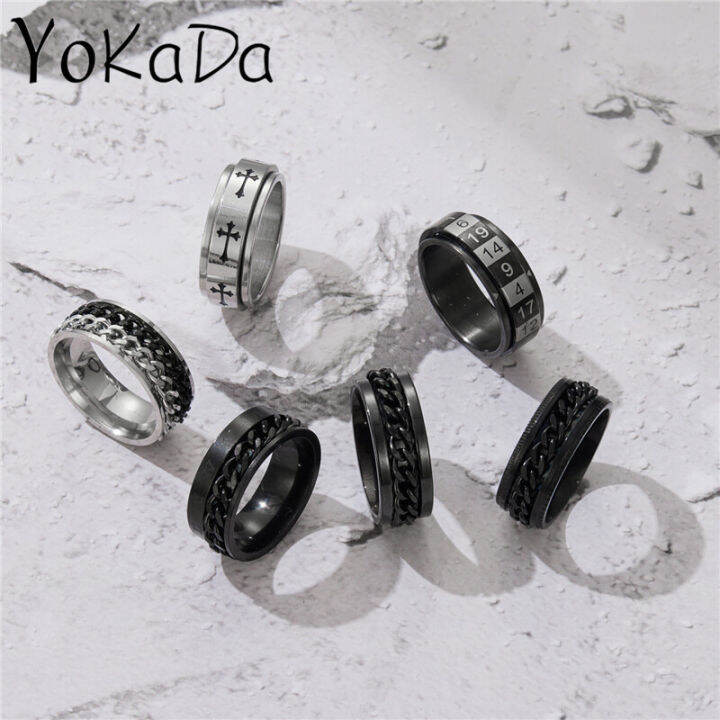 YOKADA Nhẫn Chữ Thập Chống Căng Thẳng Dây Chuyền Bạc Cho Nam Nhẫn Chữ ...