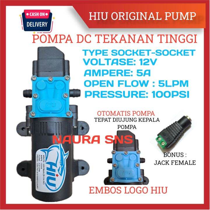 Pompa air dc Hiu 12v 100Psi 5Lpm Original / Dinamo pompa dc 12v Hiu ...