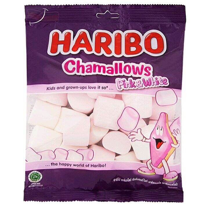 ฮาริโบ ชาร์เมลโล พิ้งแอนด์ไวท์ มาร์ชเมลโล่ Haribo Chamallows Pink ...