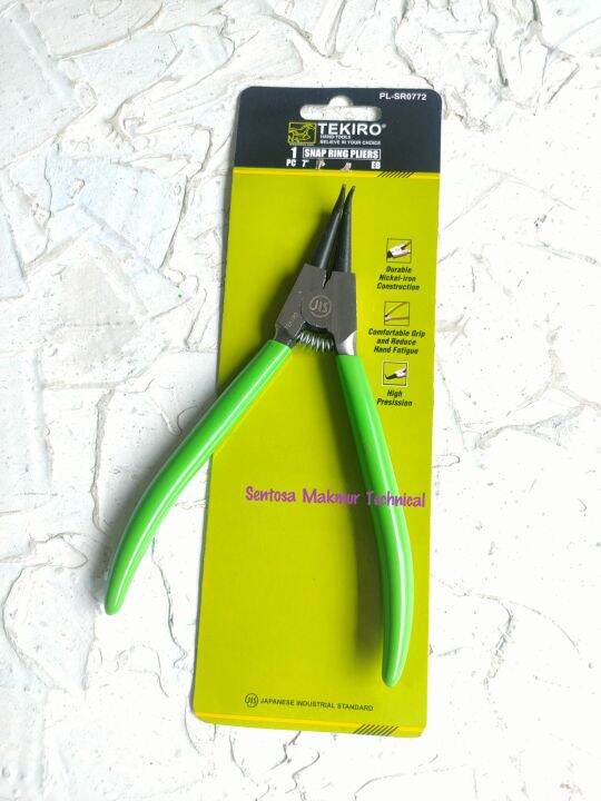 TEKIRO 7" EB Tang Snap Ring Circlip Bengkok Tekan Buka External Bent ...