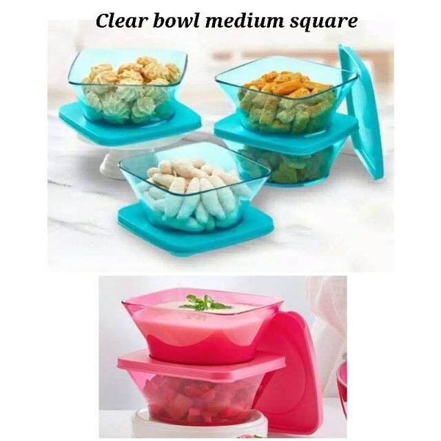 clear square bowl tupperware (2) / lotus square bowl tupperware ...