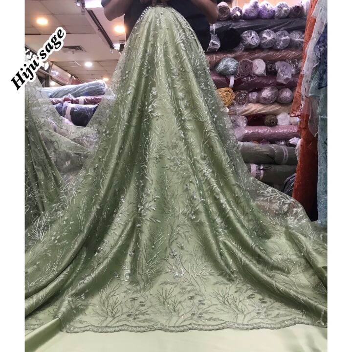 Kain Tile Akar Mutiara Warna Sage Green - Bahan Kain Brokat Brukat ...
