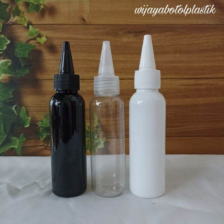 botol kerucut 100 Ml bening n24 varian tutup/botol tinta 100 ml ...