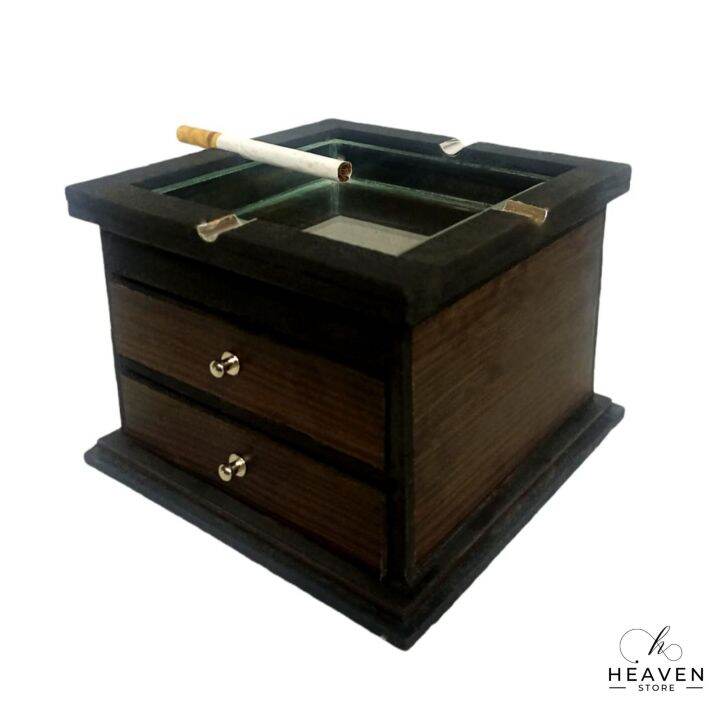 Asbak Kayu Fullset Lemari, Laci, Tempat Rokok, Tempat Korek, Wadah ...