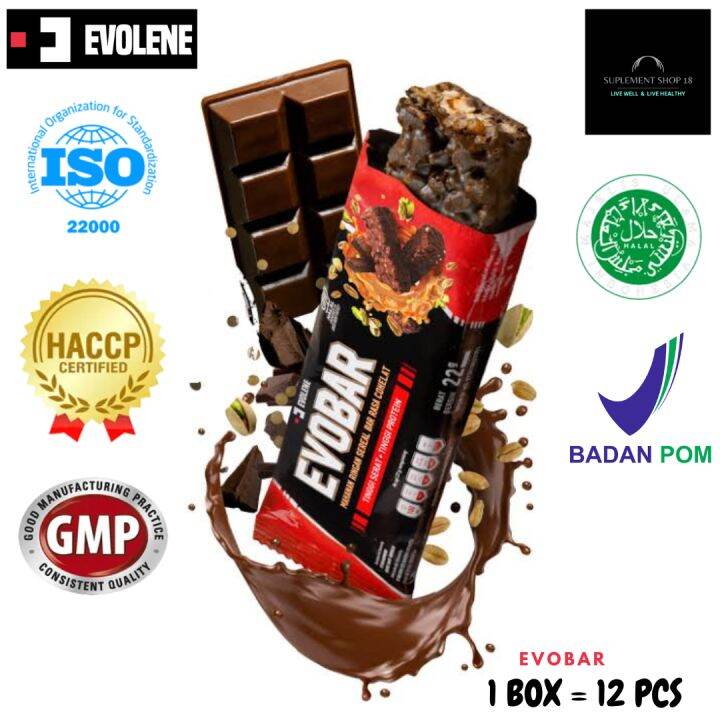 EVOBAR 1 BOX ISI 12 PCS BY EVOLENE. EVO BAR SNACK PROTEIN COKLAT 264 GR | Lazada Indonesia