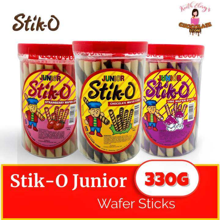 Stik-O Junior Wafer Stick (380g) Chocolate,Strawberry and Ube flavor ...