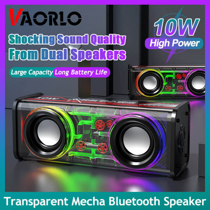 VAORLO A88 Transparent Mecha Wireless Bluetooth Speaker Portable Subwoofer Stereo TWS Dual ...