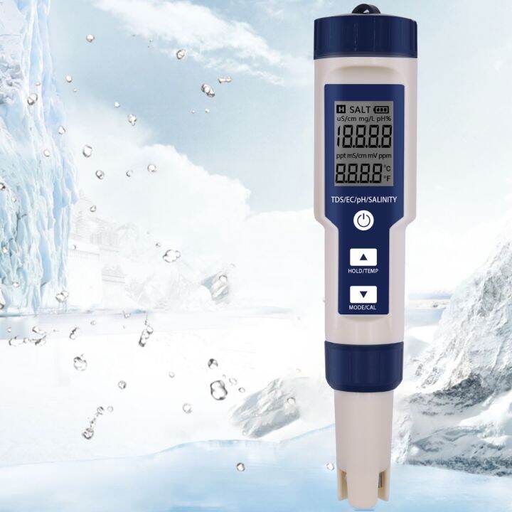 5 IN 1 PH Temperature TDS EC Salinity Meter With Automatic Calibration ...