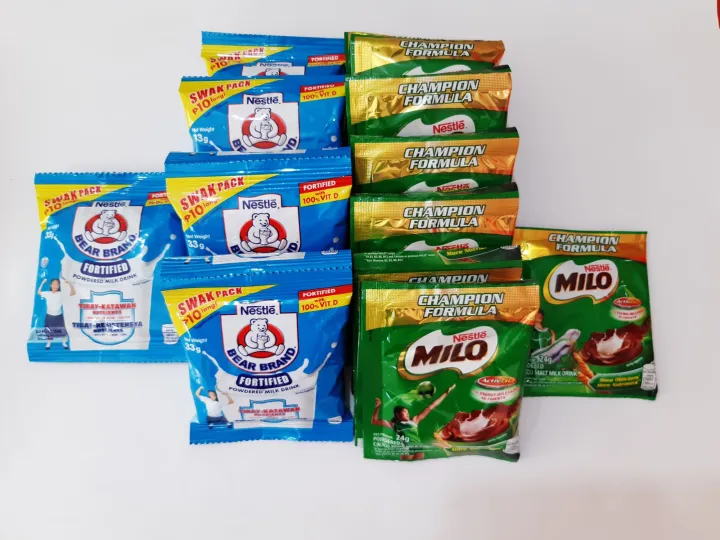 BEAR BRAND SWAK PACK 8 pcs 79.00 plus MILO CHOCO MALT MILK DRINK 24g ...