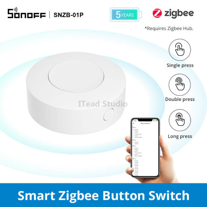 ITEAD SONOFF SNZB-01P Zigbee Wireless Switch Smart Zigbee Button Switch Smart Scene Controller ...