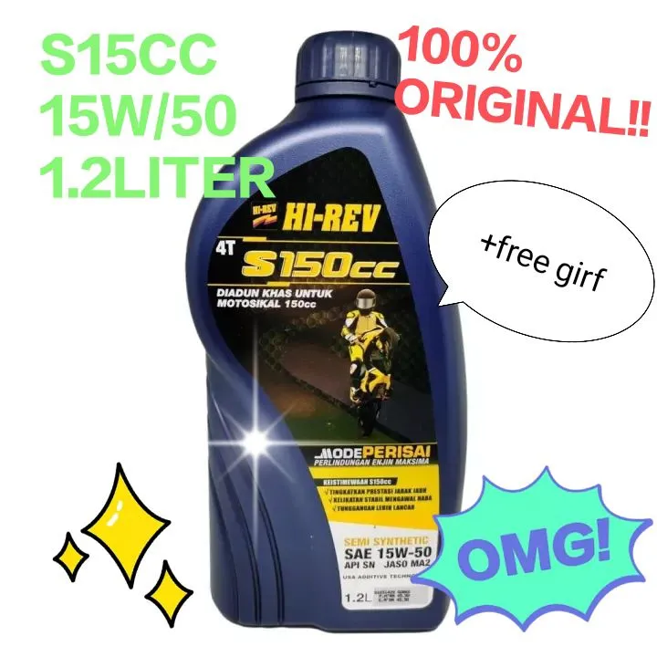 [ 1.2 Litre ] 15W50 RS150 100% Original HIREV HI-REV 4T S150CC S150 ...