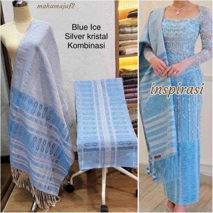 SONGKET TUMTUMAN BIRU TANPA SAMBUNG PREMIUM BAHAN BAGUS TENUN FULL ...