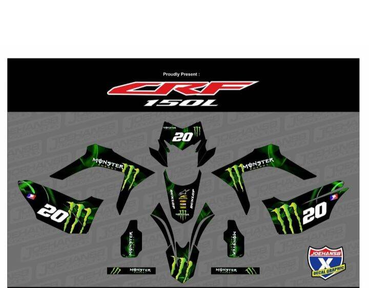 Stiker Decal CRF 150L - motif Monster Energy | Lazada Indonesia