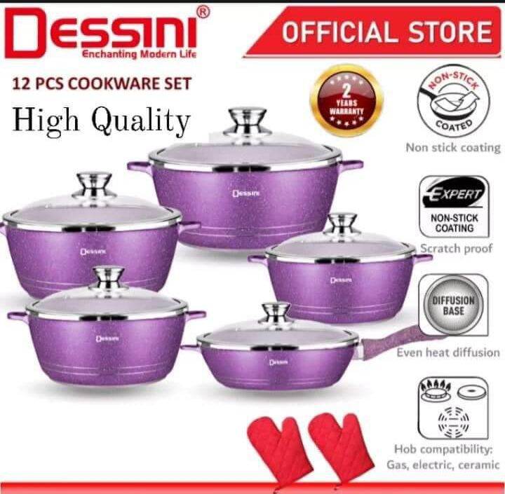 DESSINI AND MIGAS 12PIECE COOKWARE SET MADE IN ITALY CERAMIC HIGH-QUALITY PRODUCT NON STICK ...