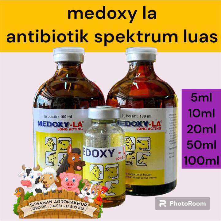 medoxy la 100ml antibiotik hewan sapi kambing kuda sakit pilek demam ...