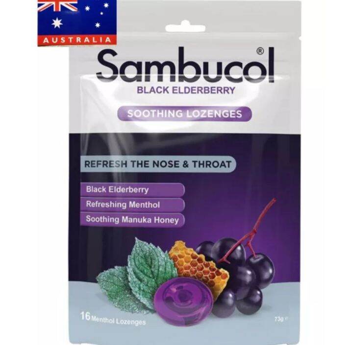 Sambucol Black Elderberry Soothing Lozenges Refresh the nose and throat ...