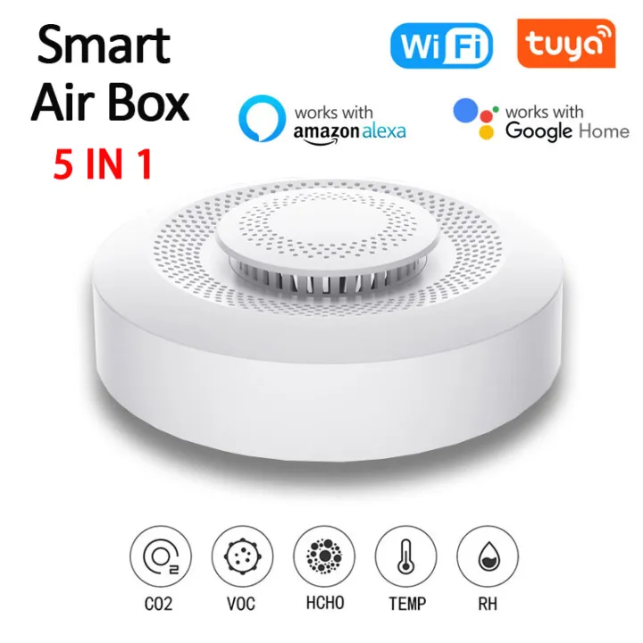 5 In 1 Smart Air Box Tuya Wifi Air Quality Monitor Formaldehyde/CO2/VOC ...