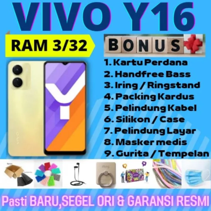 Vivo y16 ram 3 Rom 32 garansi resmi Vivo imei terdaftar segel dan baru ...