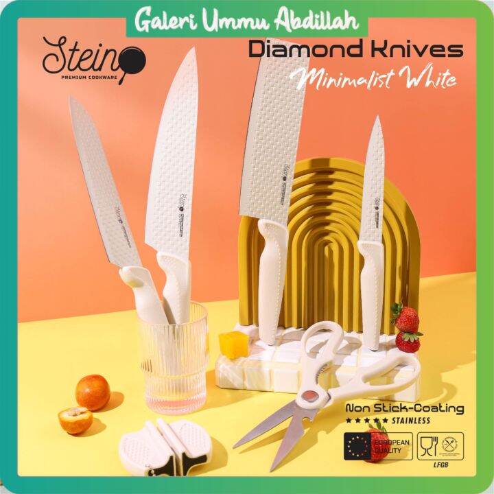 Pisau Stein Minimalist White Pisau Dapur Steincookware Set Diamond ...
