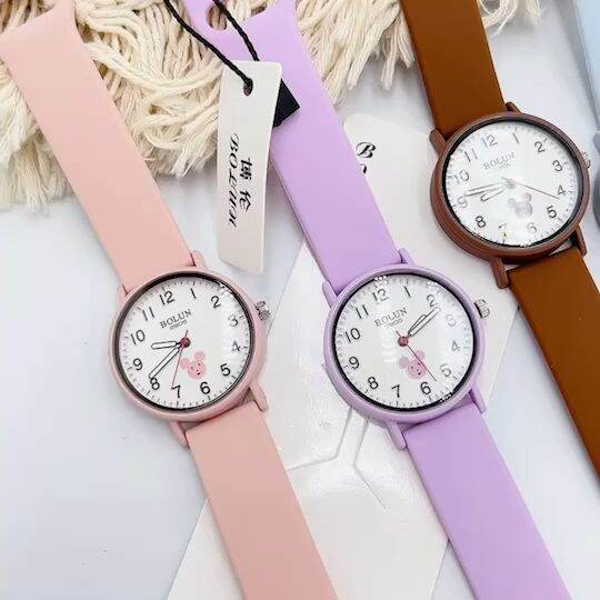 BOLUN นาฬิกาข้อมือ แฟชั่นน่ารักๆ สีพาสเทล หลากหลายสี สายนิ่ม ใส่สบาย ...