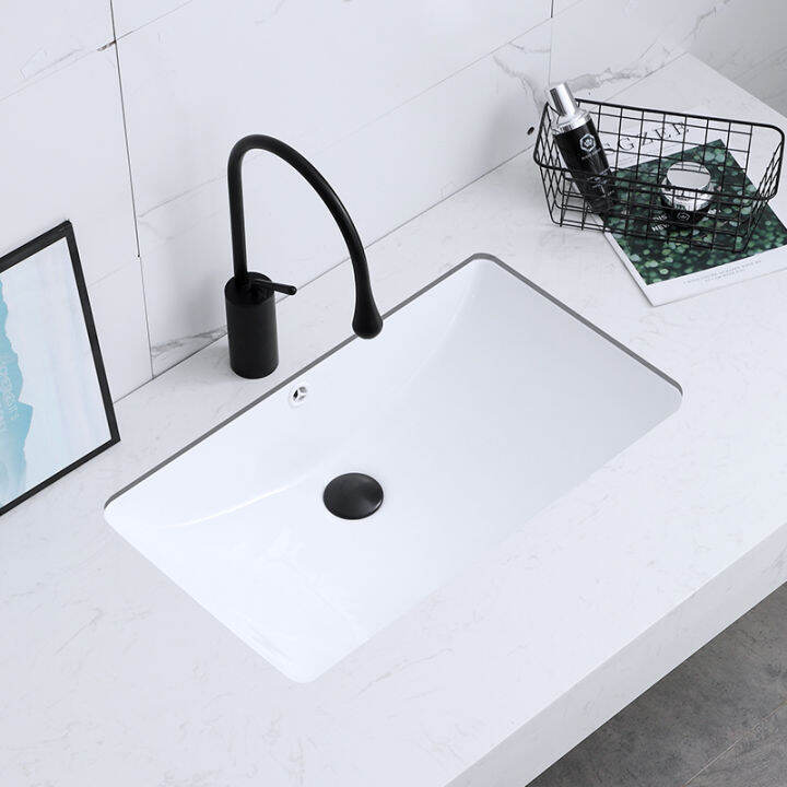 Square Ceramic Drop-in Sink Oval Single Basin Embedded Wash Basin Home ...