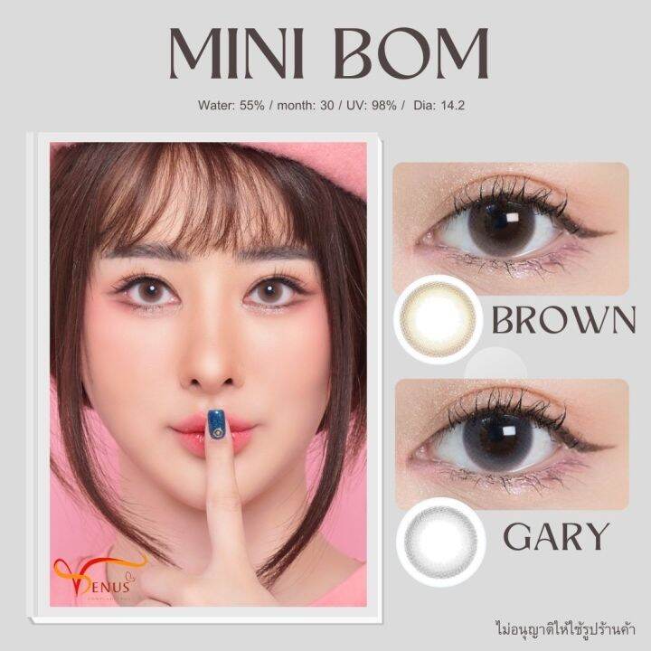 คอนแทคเลนส์ 🎊 Mini Bom ( มินิบอม ) 🎊Gray / Brown(Kitty Kawaii) 💝ขนาด ...