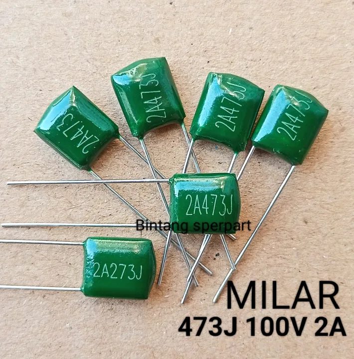 (10 BUAH) KAPASITOR MILAR 473J 100V 2A 47k 47n 0.047uf CAPACITOR MILAR 473J 100V 2A MILAR 473K ...