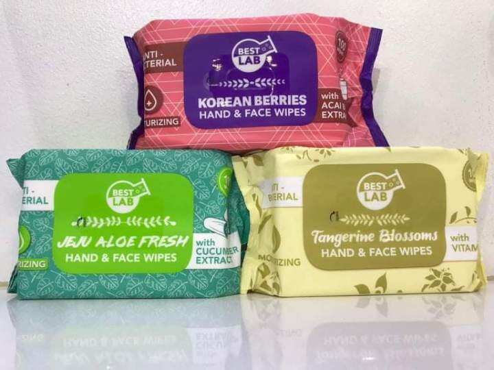 Best Lab Antibacterial Moisturizing Hand and Face Wipes with Vitamin E ...