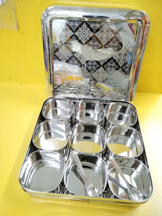 SPICES BOX / SPICES CONTAINER DAPPA STAINLESS STEEL WITH LASER ENGRAVED ...