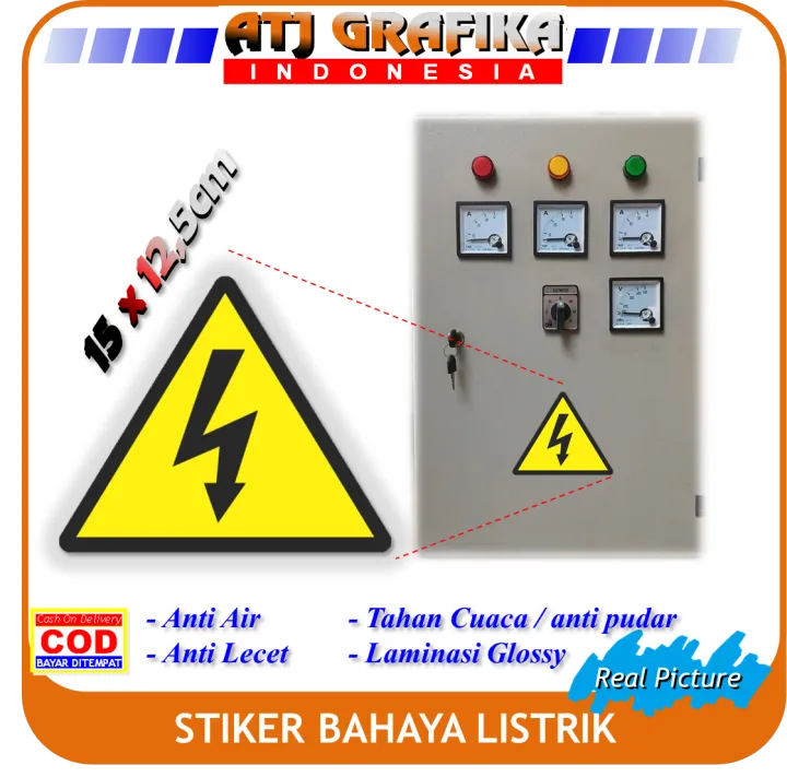 Stiker segitiga bahaya listrik arus tegangan tinggi sticker bahaya ...