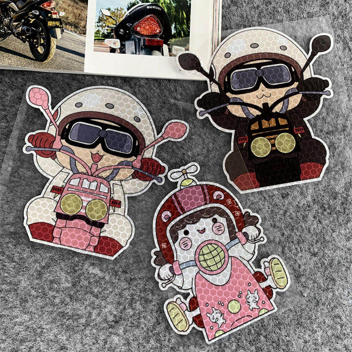 JDM Cartoon Anime Girls Riding Motorcycles Sticker Car Body Scratches ...