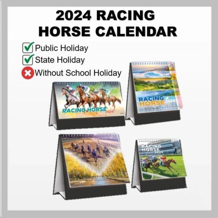 Year 2024 Horse Table Calendar Desktop Flip State School Public Holiday ...