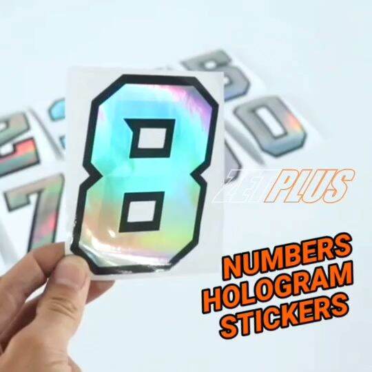 STIKER HOLOGRAM ANGKA RACING /sticker number 1 2 3 4 5 6 7 8 9 0/motor ...