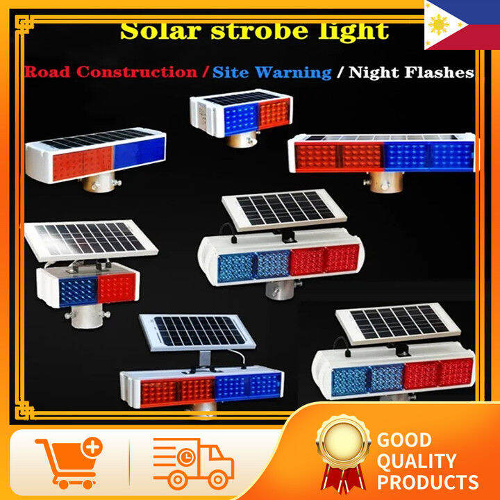 Red and blue solar warning strobe lights road traffic safety flash ...