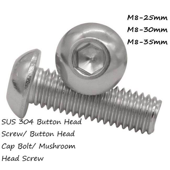M8 SUS 304 Hex Button Head Screw / Button Head Cap Bolt / Mushroom Head ...