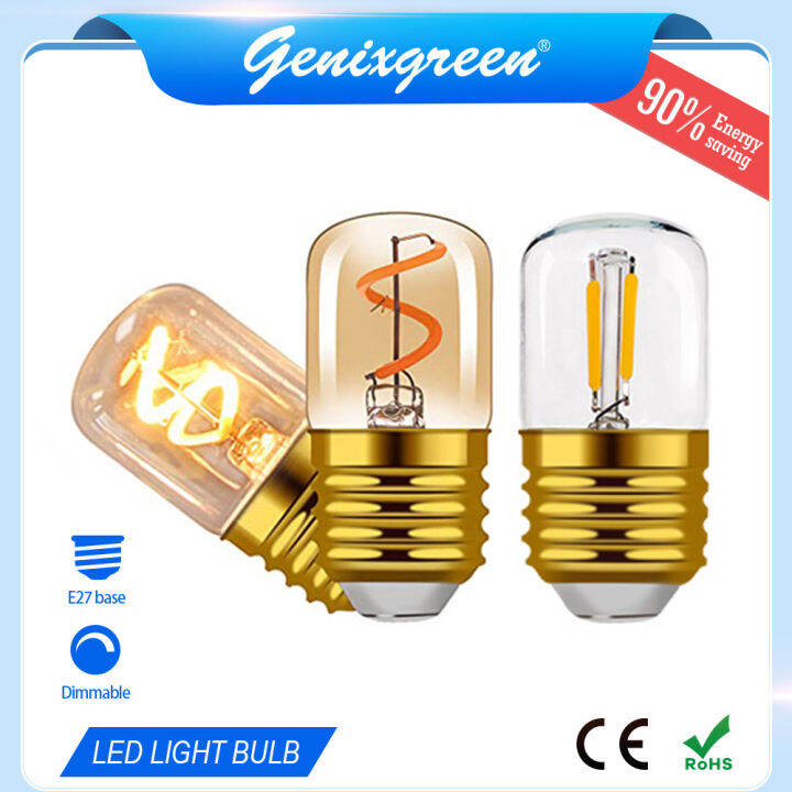 E27 Led Edison หลอดไฟ220V 1W Vintage Mini Tube โคมไฟโบราณ Retro Filament Bulb Decor Clear Gold ...