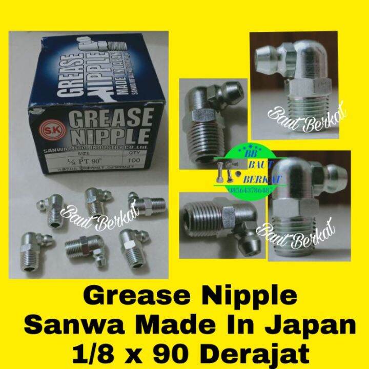 isi 10 pcs grease nipple 1/8 bengkok 90 derajat nepel gemuk 1/8 bengkok ...