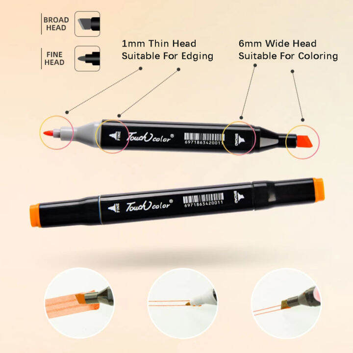 12/24/36/48/60/80/120/168pcs Touch markers set 3mm & 6mm Double Tip ...