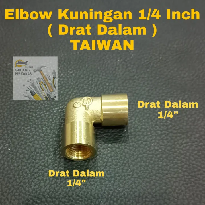 Elbow Drat Dalam 1/4" TAIWAN - Nepel L Elbow Kuningan Female 1/4 Inch ...
