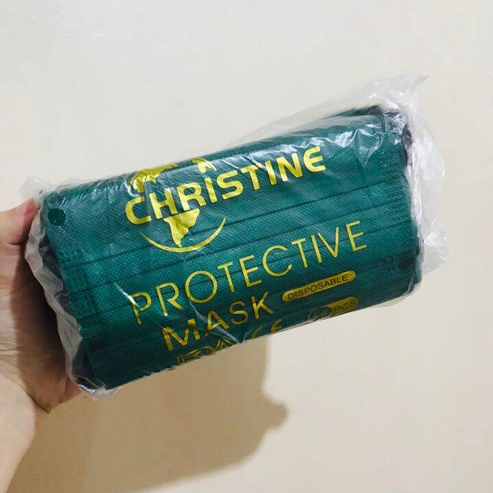 50 PCS Dark Green CE PLUS CHRISTINE 3PLY Disposable Protective Non ...