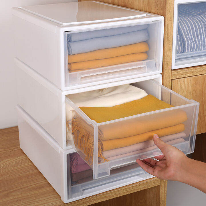 Drawer Storage Box Plastic Thickened Transparent Locker Sub Household ...
