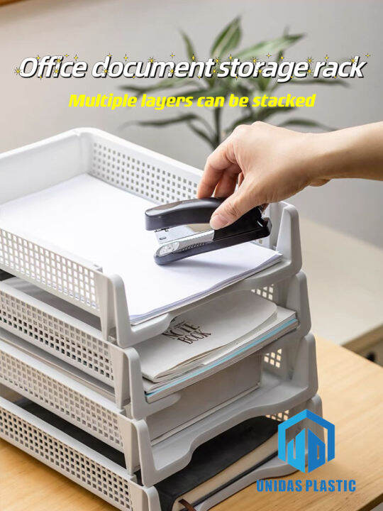 Glass A 3 5layer Office Desktop File Rack Multi Layer Stacked Data Rack