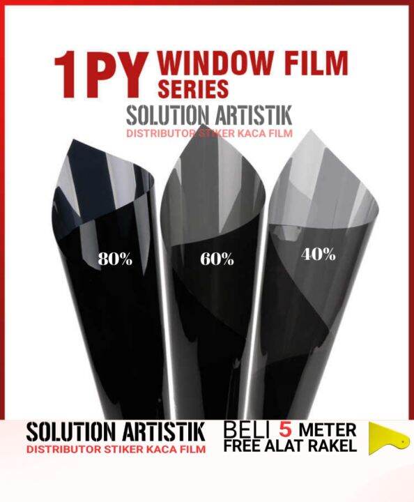 Stiker Kaca Film Riben Hitam 40% anti panas untuk gedung dan rumah ...