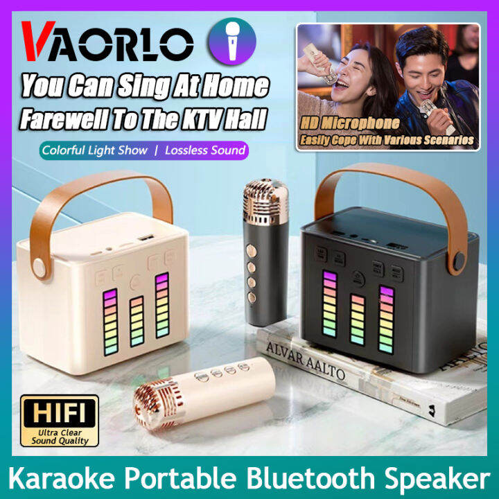 VAORLO Original Dual Condenser Microphone Smart Wireless Bluetooth Speaker Music Rhythm LED ...