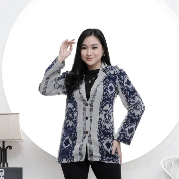 Jas Blazer Tenun Wanita Kerja Casual Lapis Trikot - Jas wanita Kantor ...