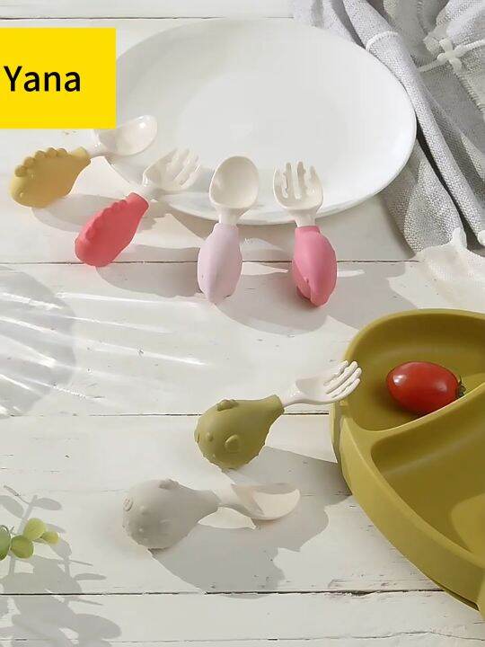 Yana Kamote Baby Silicone Short Handle PPSU Training Fork Spoon 6-12-18 ...