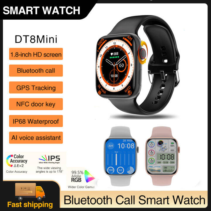 LYKRY【💓GRATIS ONGKIR】BARU DT8 Mini Smart Watch 41mm 1.8 Inch NFC Bluetooth Call Series 8 Charger ...