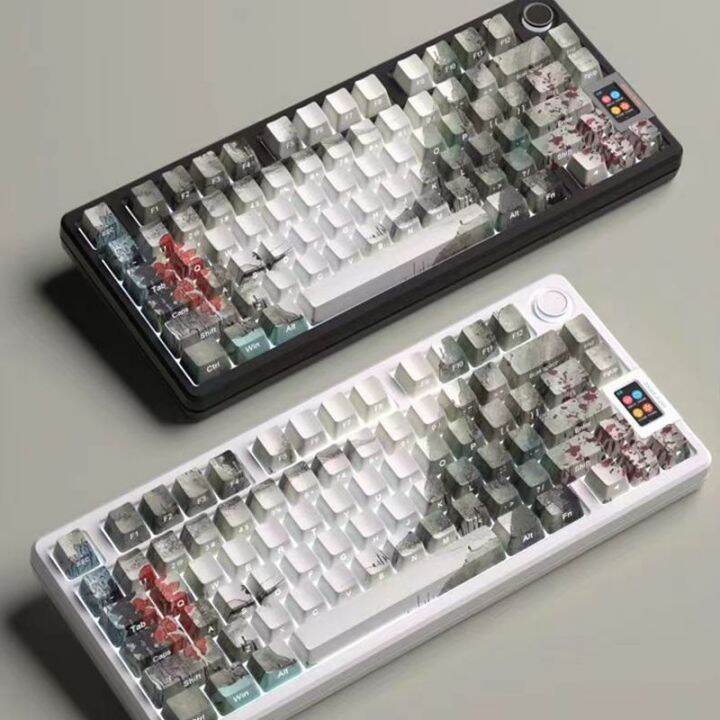 【Keycap Only】Side Engraving Shine Through Ink Painting keycap 130+ Keys ...
