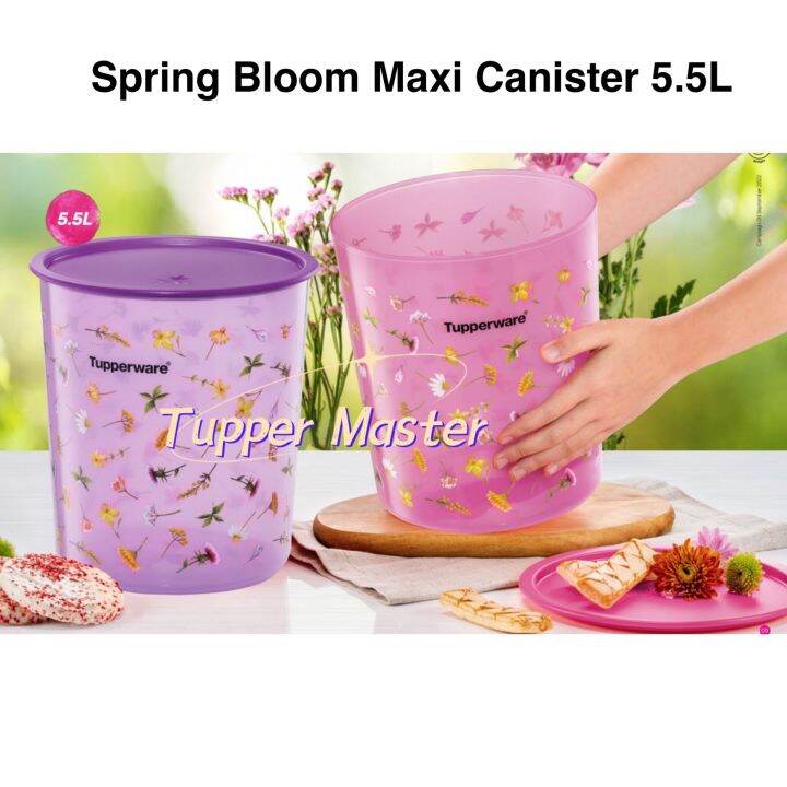 Tupperware Spring Bloom Maxi Canister 5.5L / One Touch / OT Large | Lazada